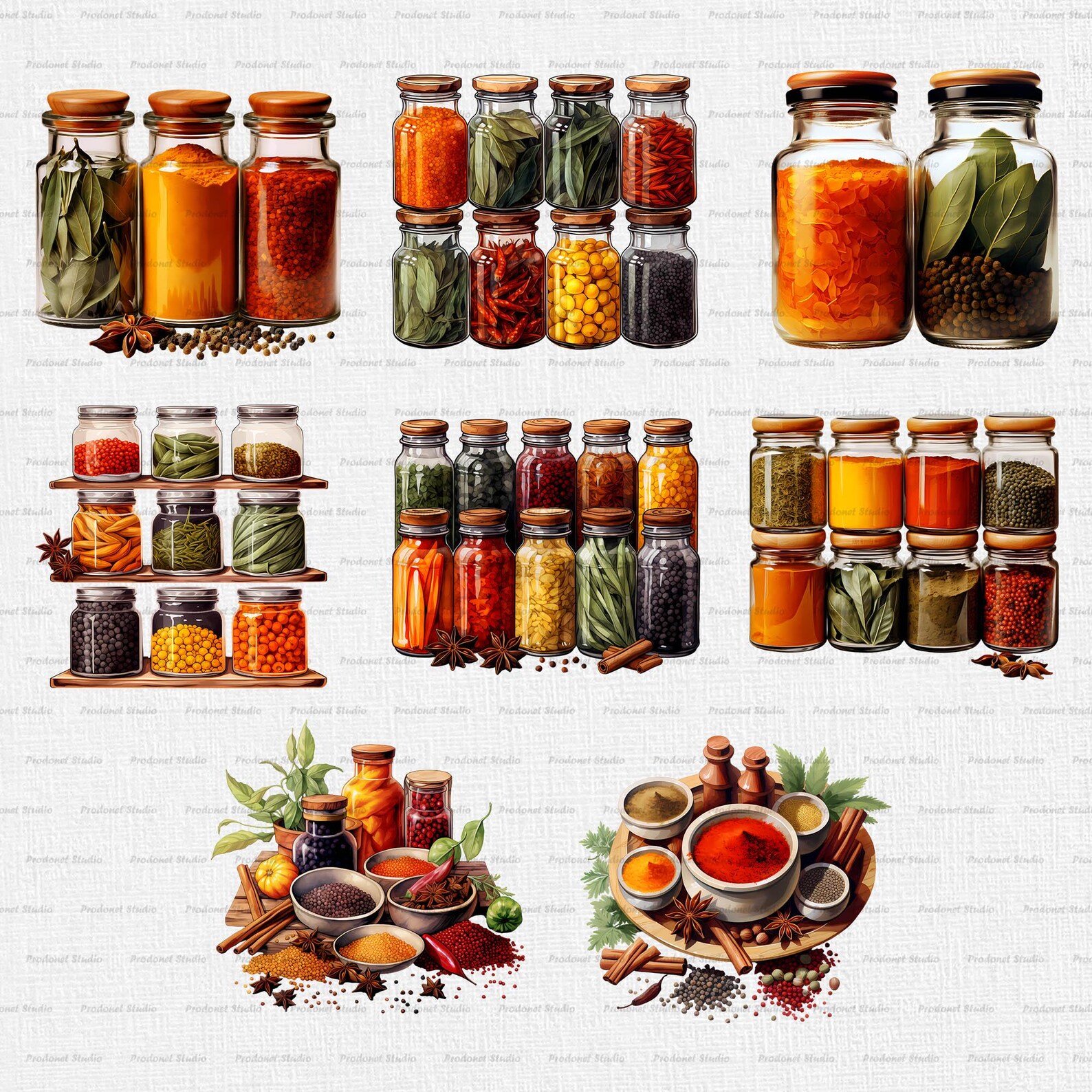 Watercolor Spices PNG Clipart Bundle, Food Clipart, Spice Ingredients ...