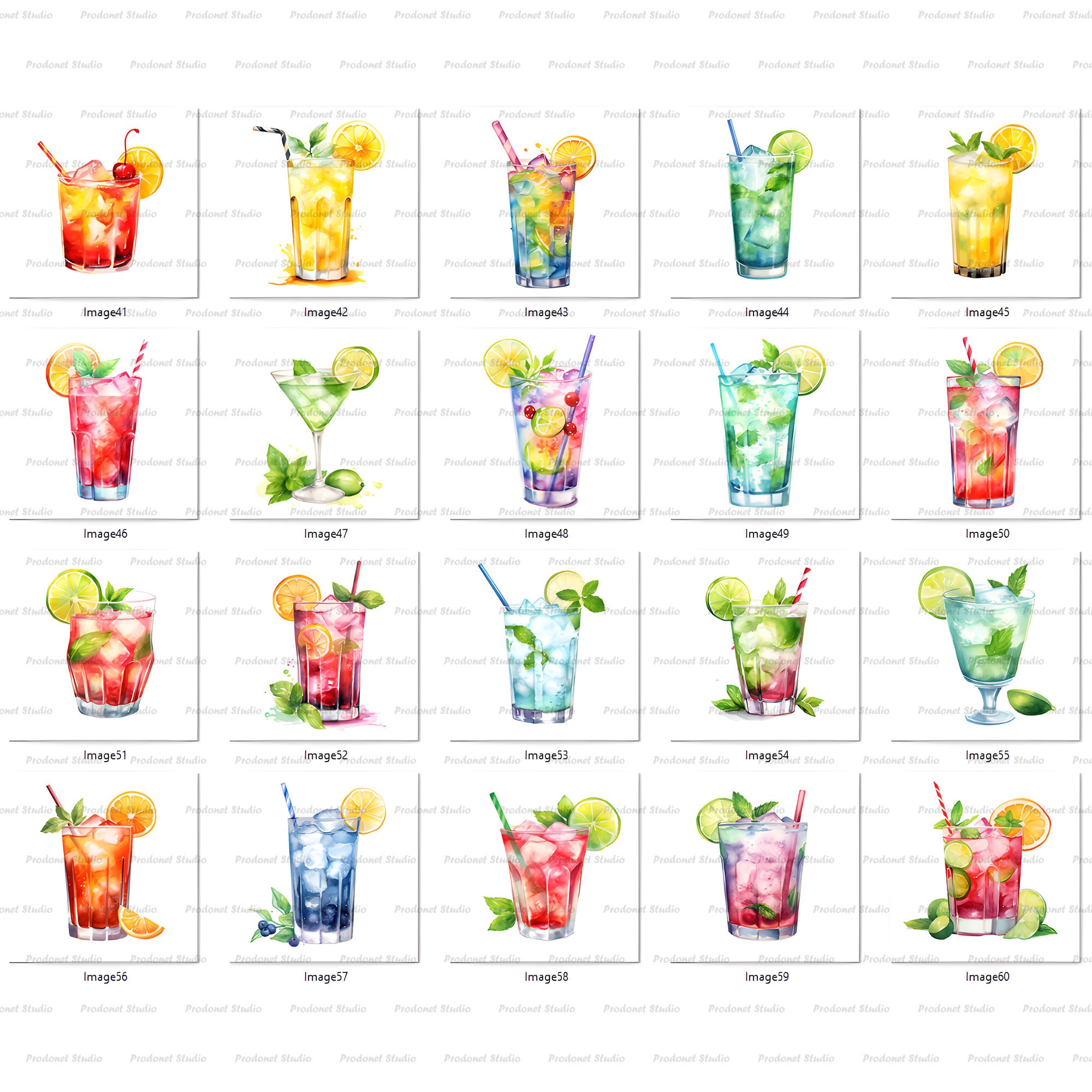 Cocktail Clipart Bundle | Watercolor, Colorful, Summer Cocktails | 82 ...