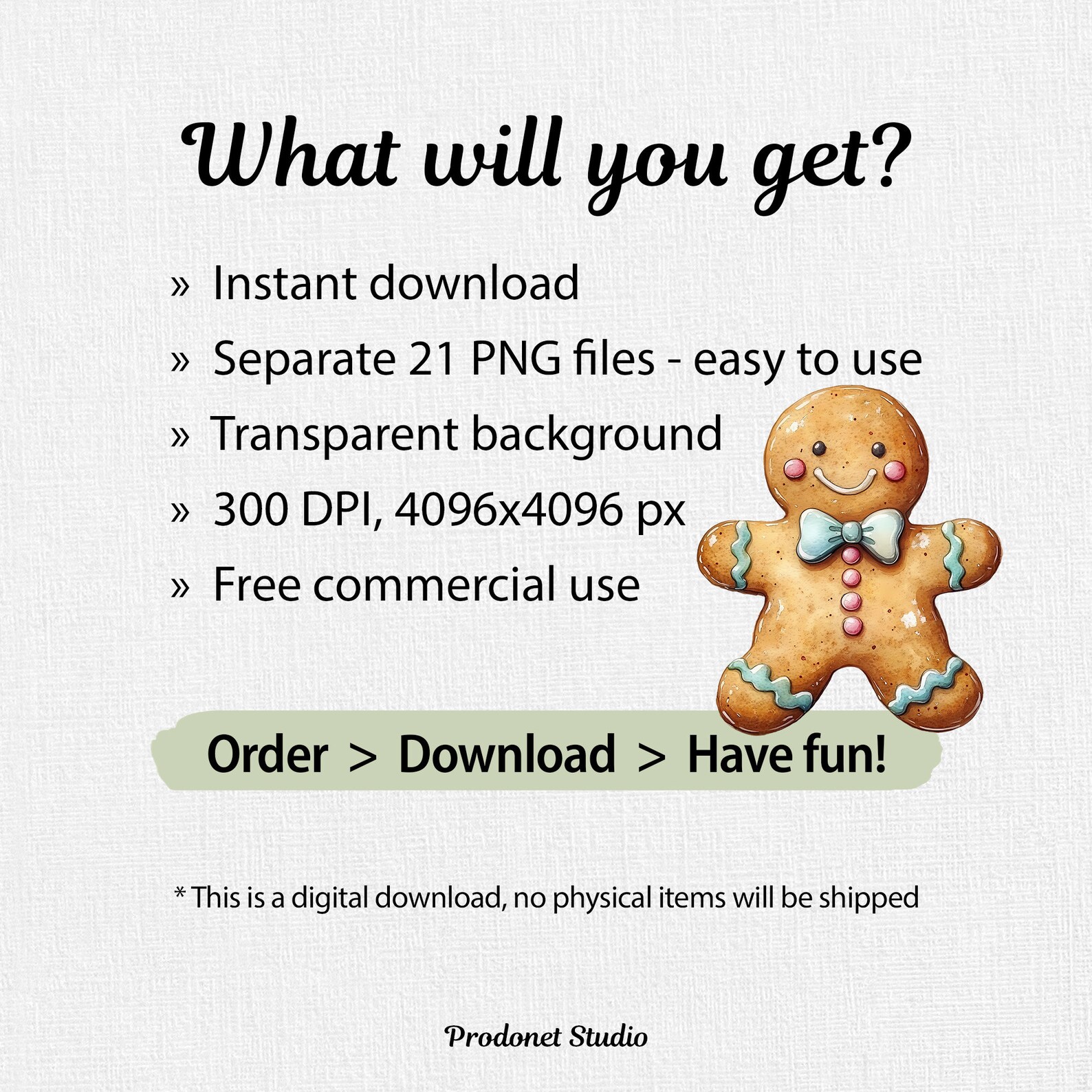 Christmas Gingerbread Man Cookie PNG, Instant Download, Commercial ...