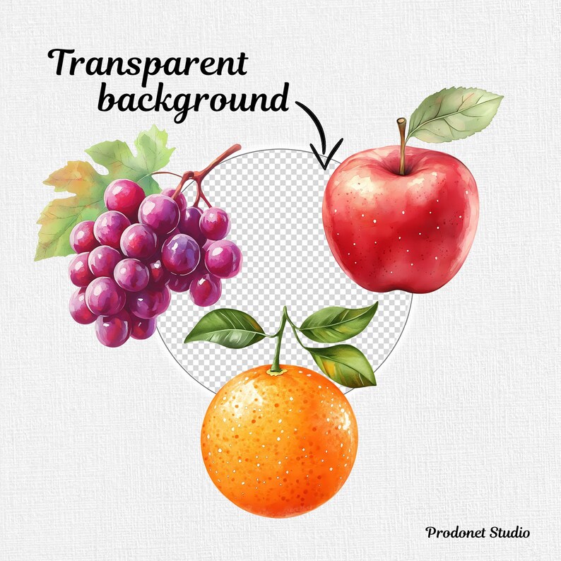 Watercolor Fruit PNG Clipart Bundle, Watercolor Fresh Fruit Clipart ...