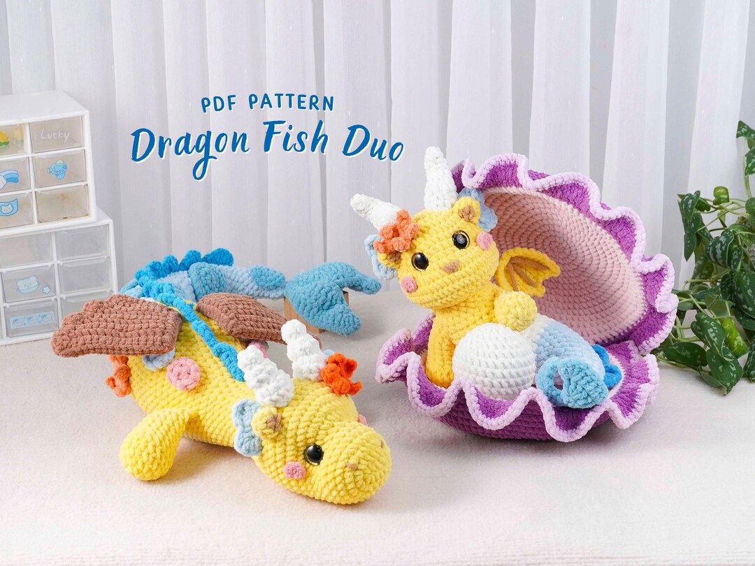 Combo 2in1 Dragon Fish Duo Crochet Patterns, Dragon Fish Pattern, Mini ...