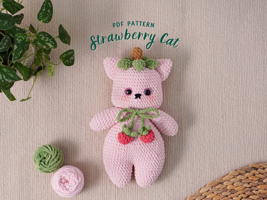 Strawberry Cat Crochet Pattern, Amigurumi Crochet Pattern, Handmade ...