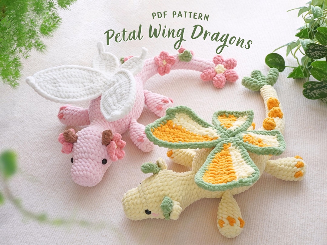 Combo 2in1 Petal Wings Dragons Crochet Pattern, Amigurumi Crochet Pattern, Adorable Dragon ...