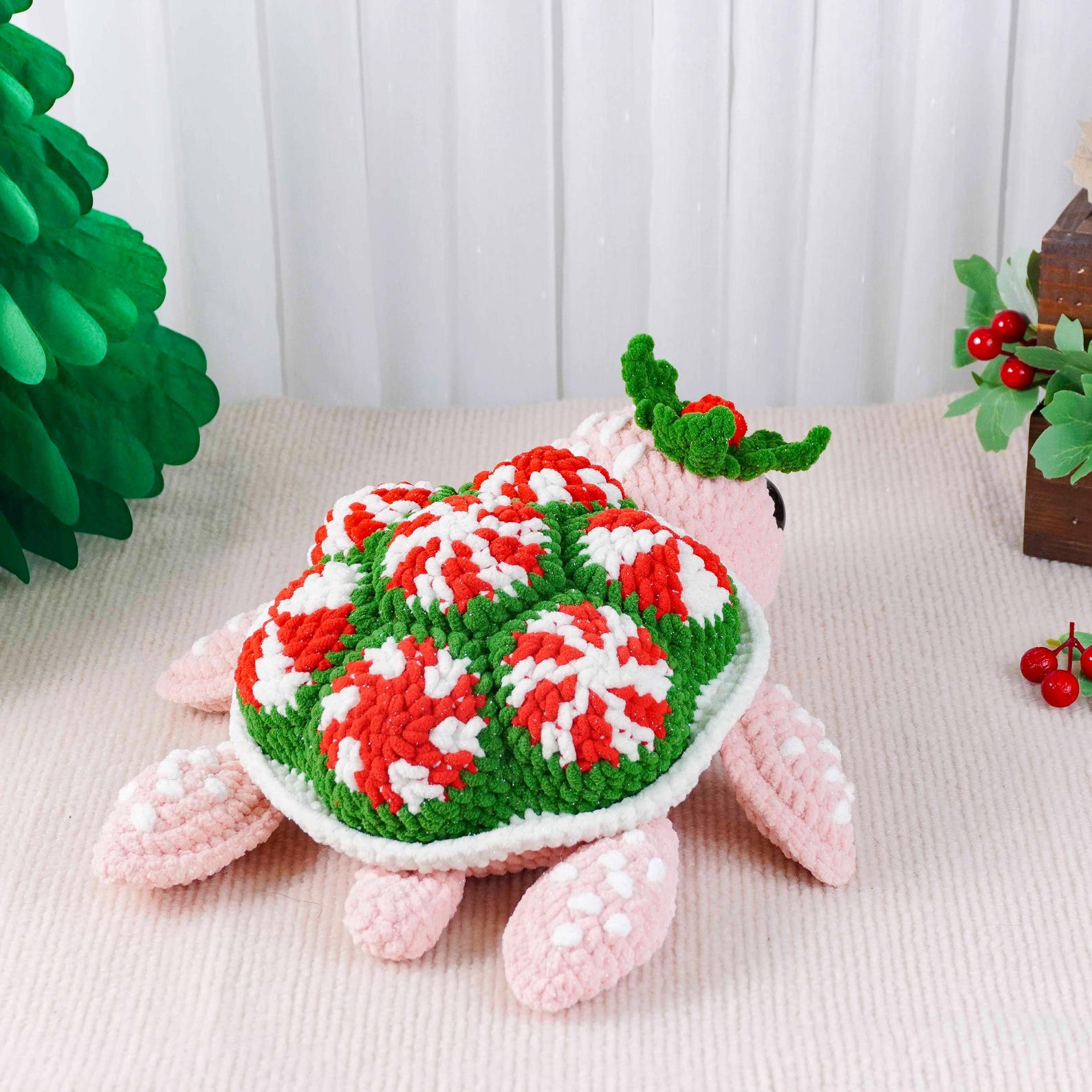 Candy Turtle Crochet Pattern, Christmas Turtle Amigurumi Pattern, Xmas ...