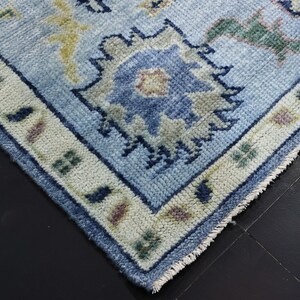 Stunning Hand Knotted Blue Oushak Rug- 5x8 8x10 9x12 Turkish Area Wool ...