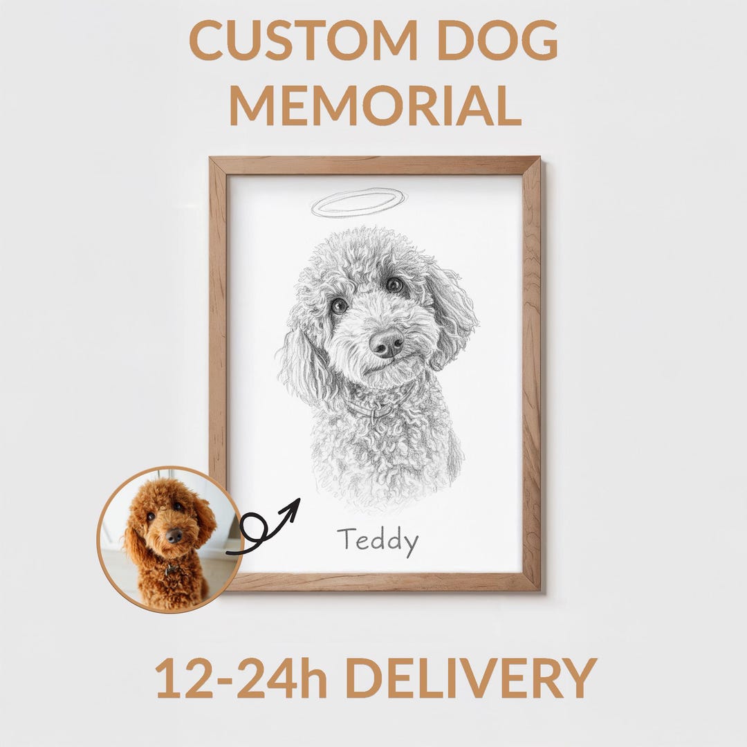 Custom Dog Memorial Portrait Sketch Style Pet Memorial Gift Dog Mom Dog ...