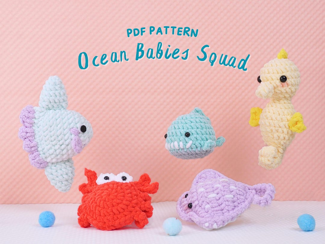 Ocean Babies Crochet Patterns Bundle , Stuffed Sea Animals Crochet ...