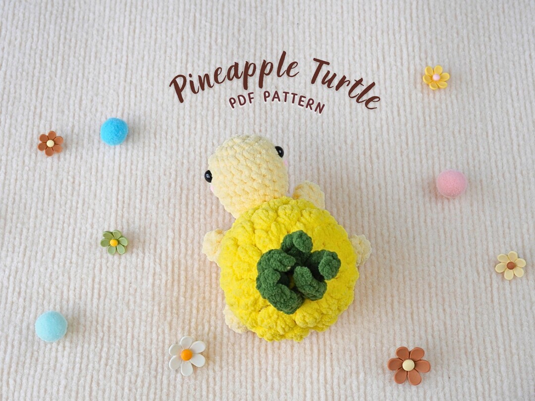 Pineapple Turtles Crochet Pattern, Fruit Turtles Amigurumi Set, No Sew ...
