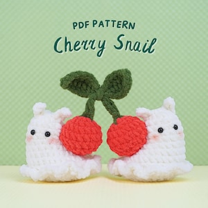Cherry Snail Crochet Pattern, Low Sew Snail Crochet Pattern, Stuffed ...