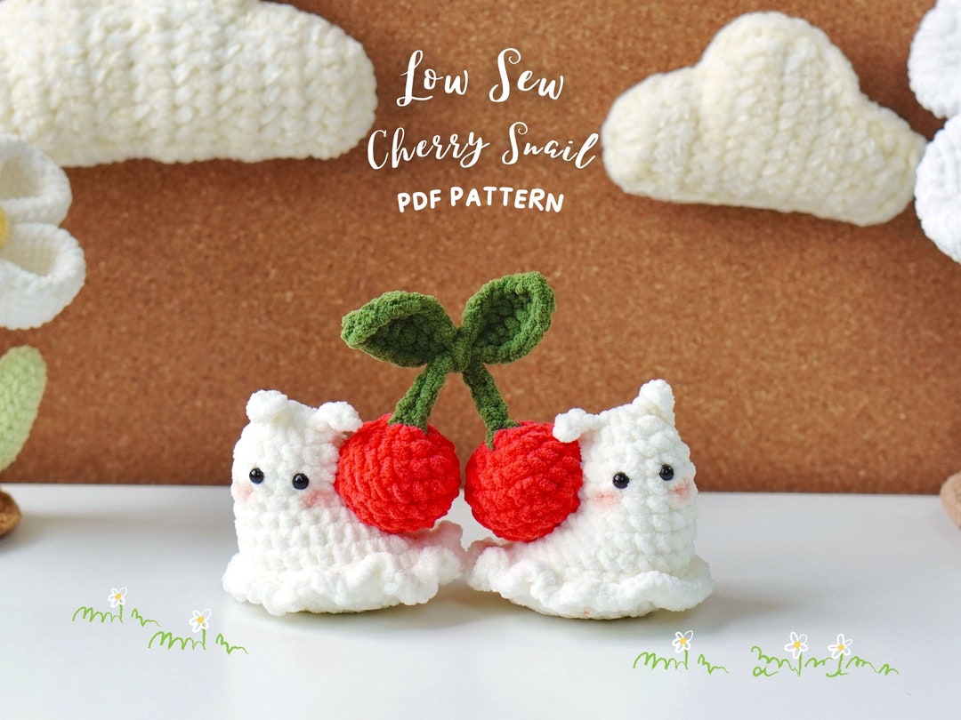Cherry Snail Crochet Pattern, Low Sew Snail Crochet Pattern, Stuffed ...
