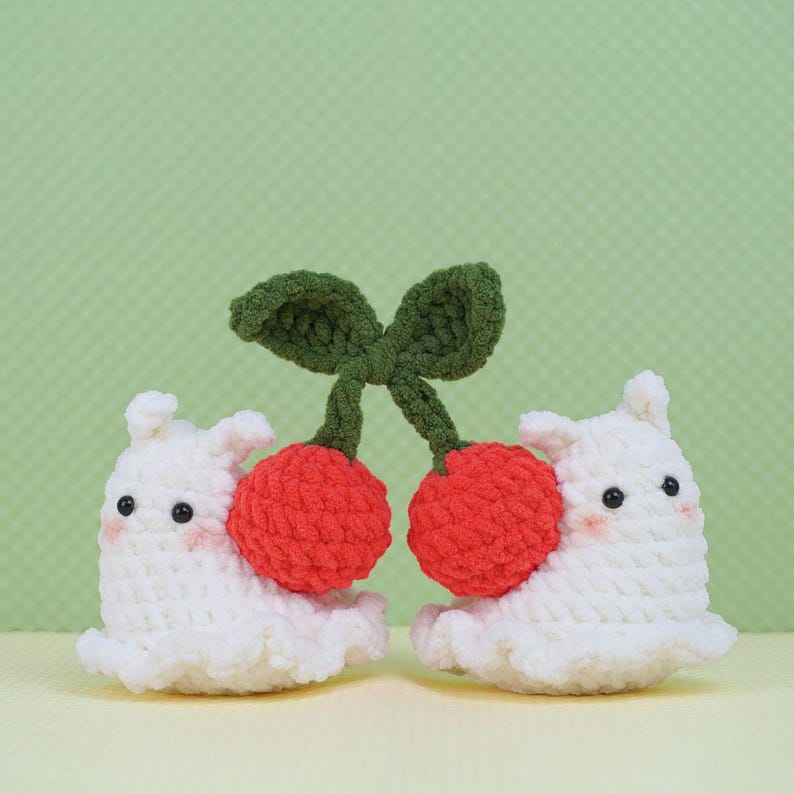 Cherry Snail Crochet Pattern, Low Sew Snail Crochet Pattern, Stuffed ...