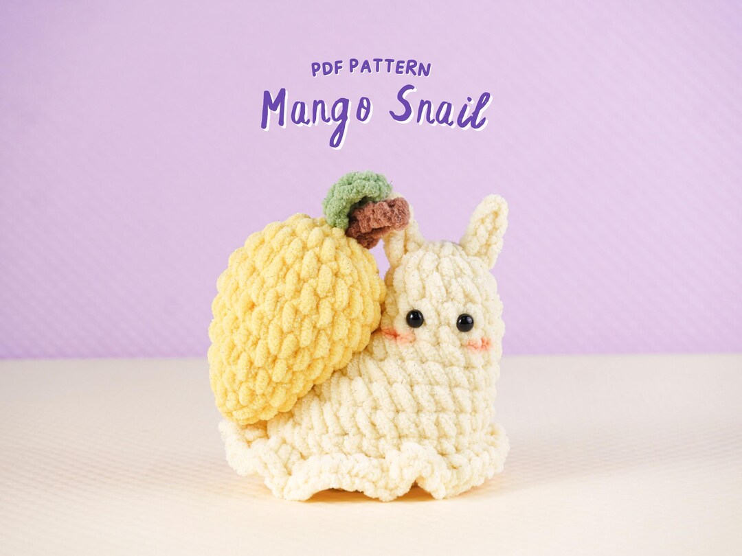 Mango Snail Crochet Pattern, Low Sew Snail Crochet Pattern, Stuffed ...