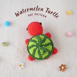 Watermelon Turtles Crochet Pattern, Fruit Turtles Amigurumi Set, No Sew ...