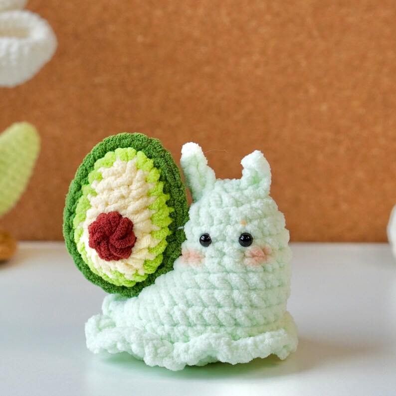 Avocado Snail Crochet Pattern, Low Sew Snail Crochet Pattern, Stuffed ...