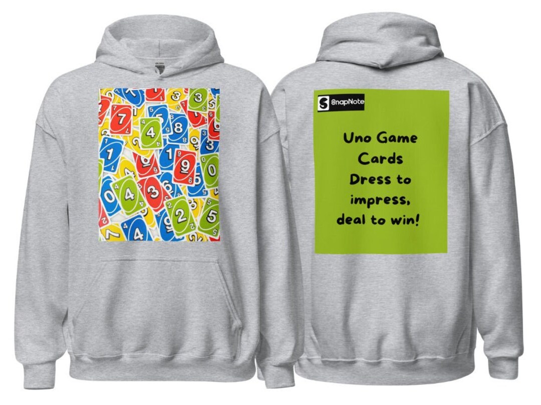 Snapnote Unisex Pullover Hoodie Uno Game Cards Play Snap - Etsy