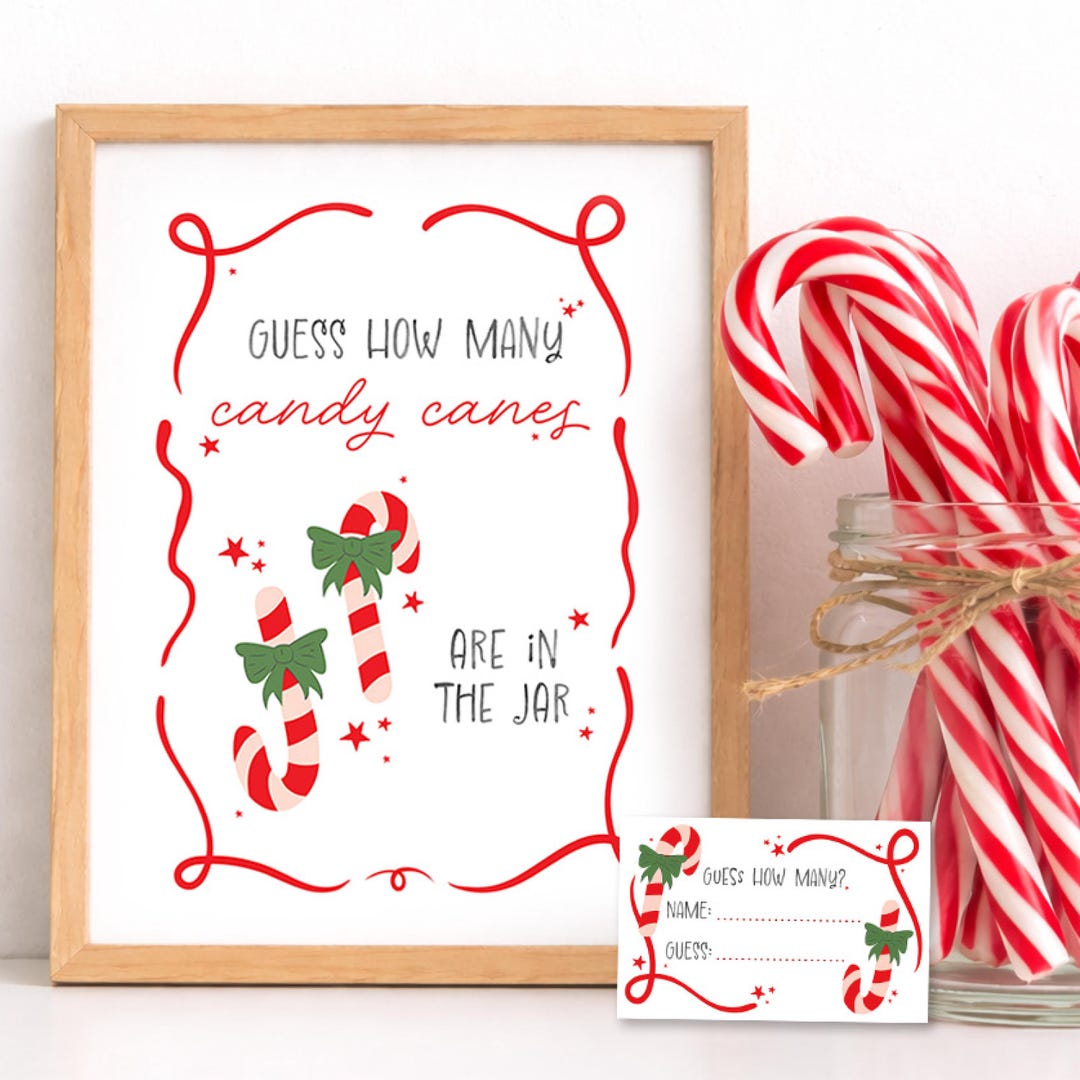 Guess How Many Candy Canes Are in the Jar Game, Printable Sign (digital ...