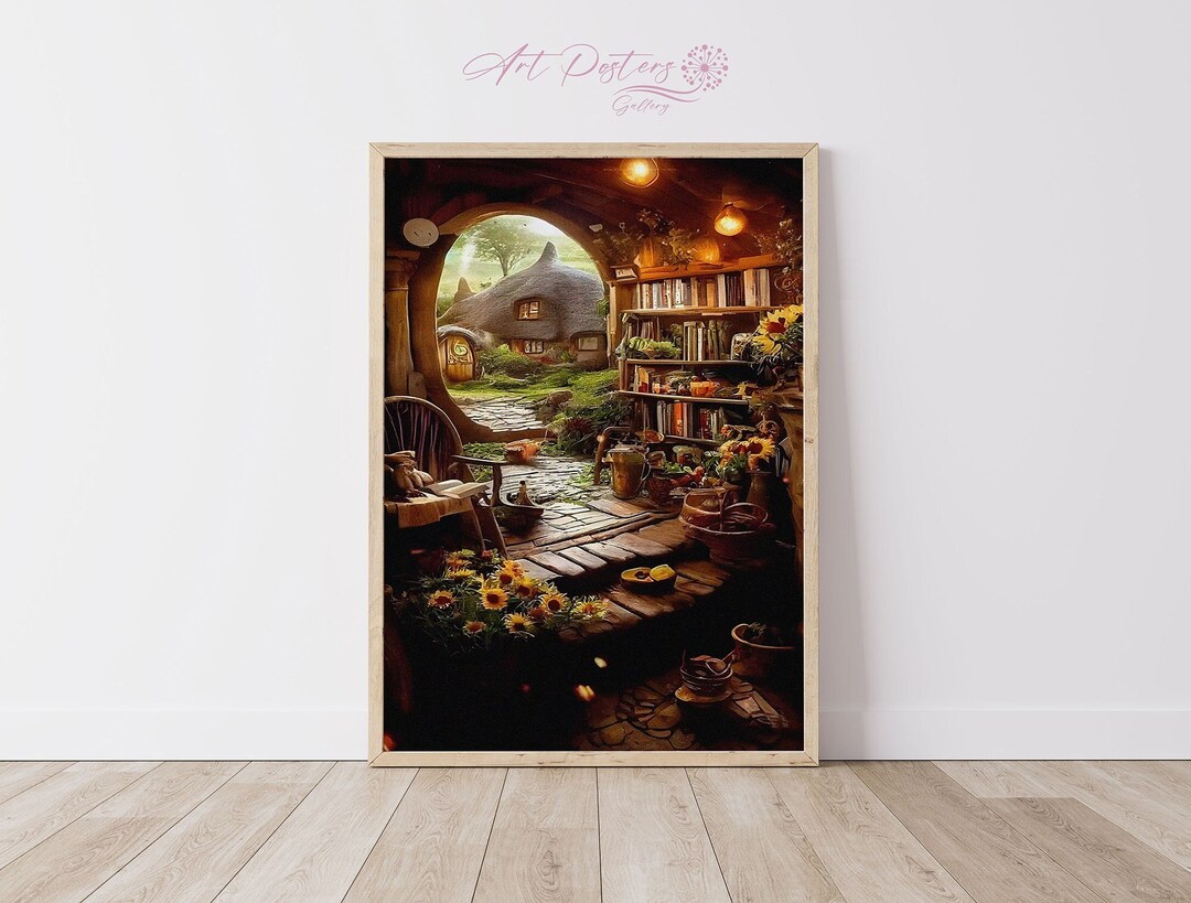 The Shire Inside Bilbo Baggins Home Stunning Watercolor Print of ...