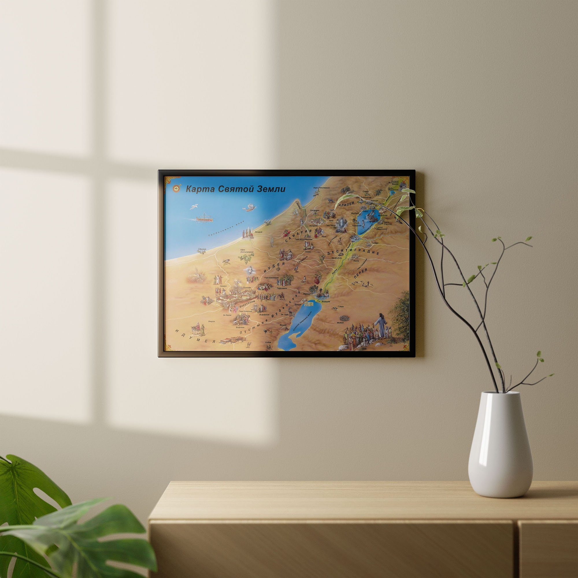 Israel Map Posterscanvas Print Wall Artisrael Maps Wall - Etsy