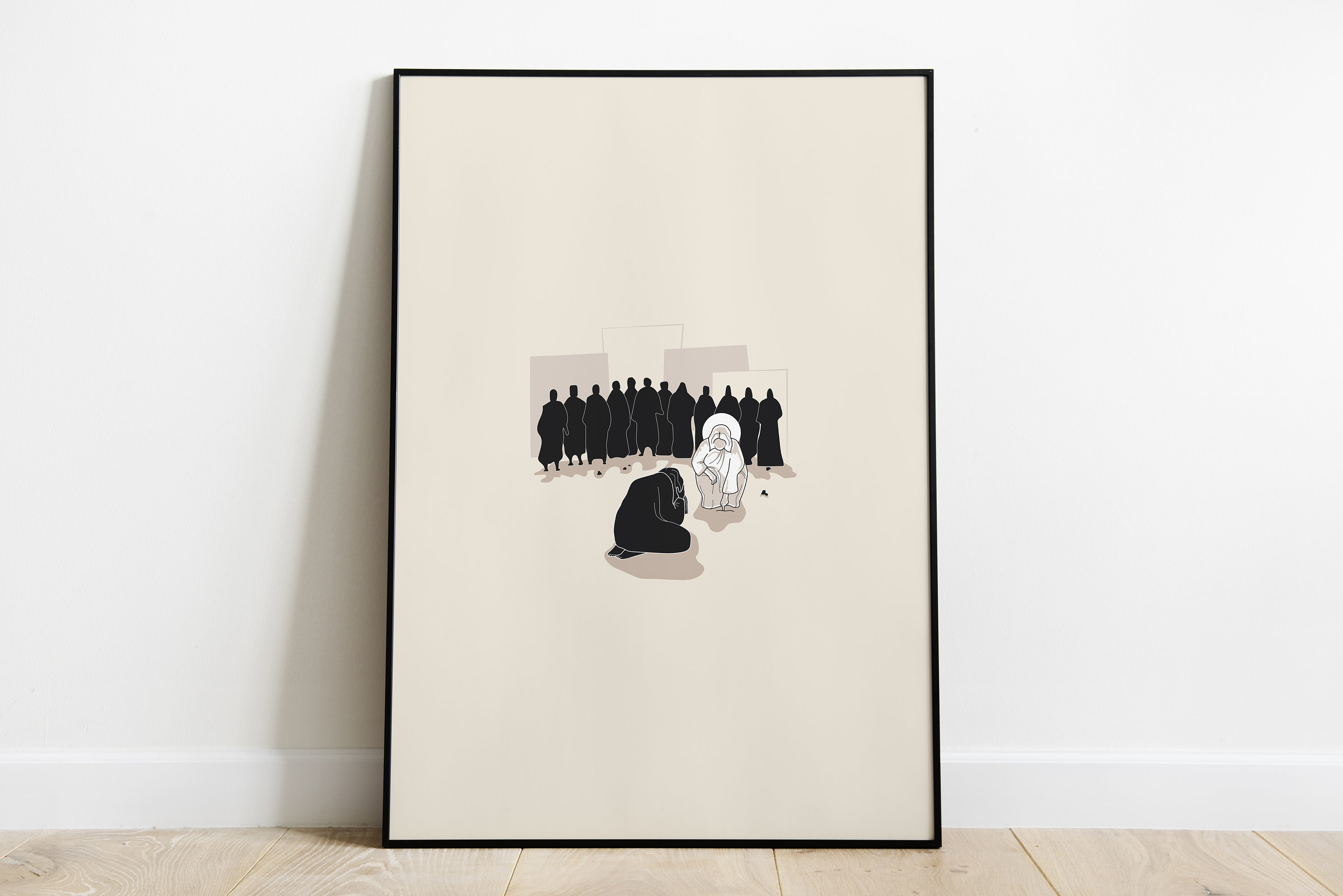 Jesus Saves a Sinful Woman Christian Art Prints | Modern Minimalist ...