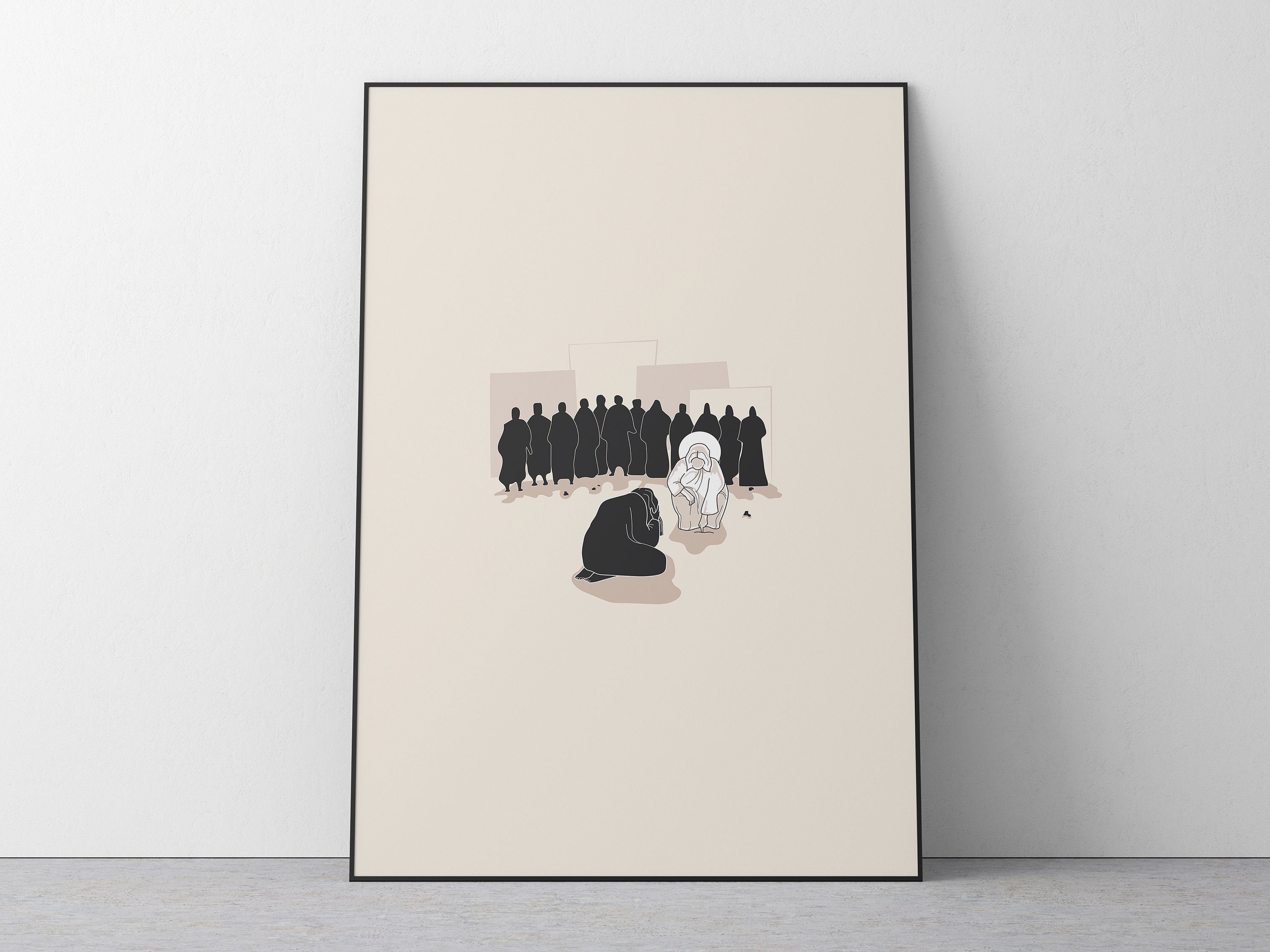 Jesus Saves a Sinful Woman Christian Art Prints | Modern Minimalist ...