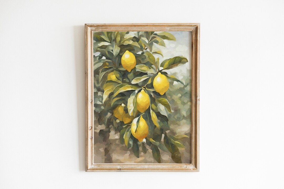 Vintage Lemon Tree Oil Painting | Antique Wall Art Gift, Home Decor ...
