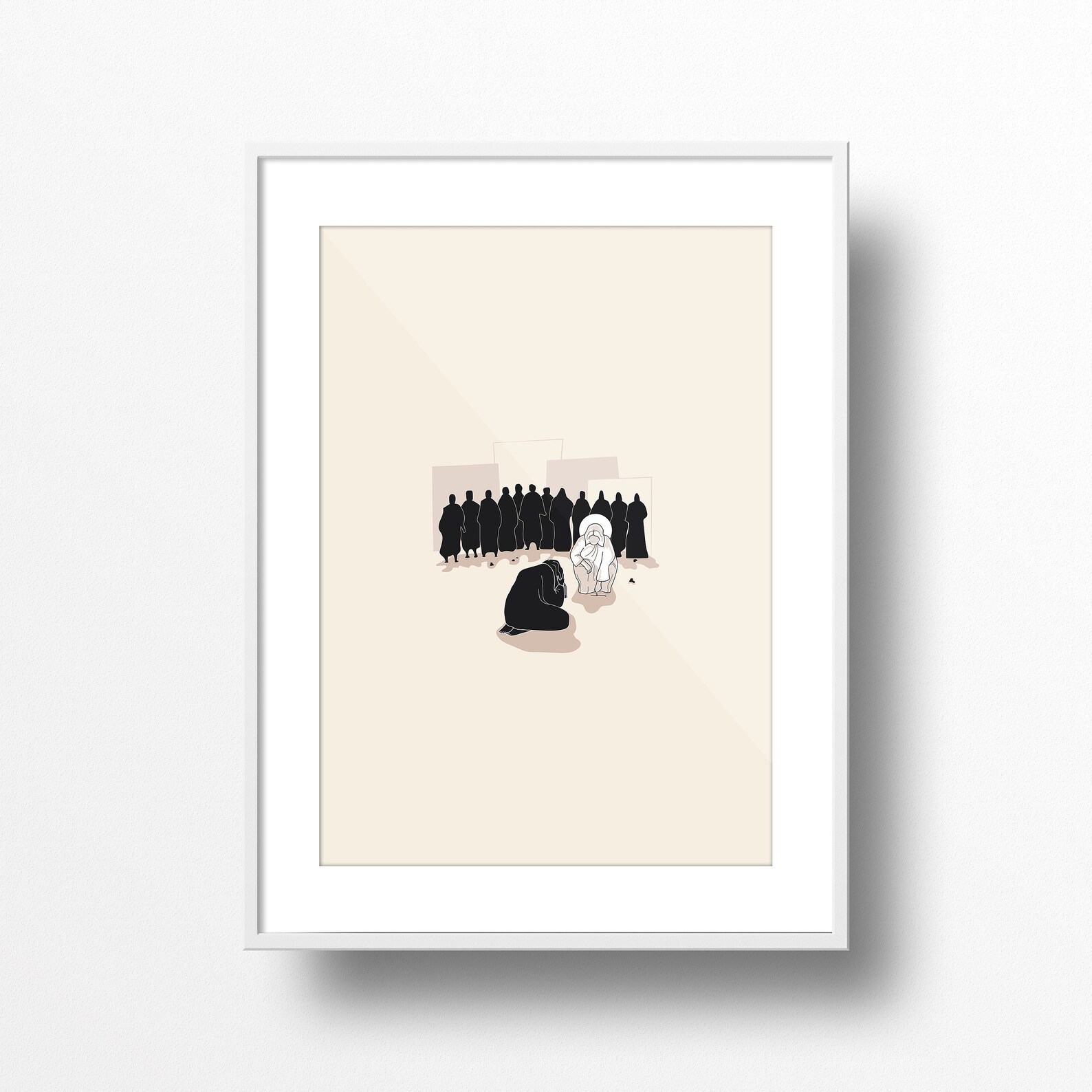 Jesus Saves a Sinful Woman Christian Art Prints | Modern Minimalist ...