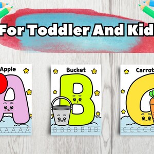 ABC Coloring Pages for Kids - Cute Kawaii ABC Printable PDF - Preschool ...