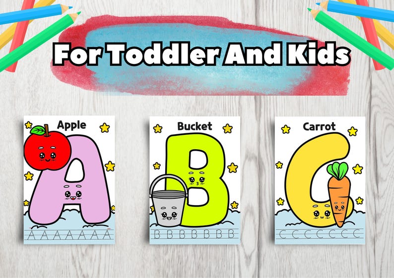 ABC Coloring Pages for Kids Cute Kawaii ABC Printable PDF Preschool ...