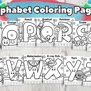ABC Coloring Pages for Kids - Cute Kawaii ABC Printable PDF - Preschool ...
