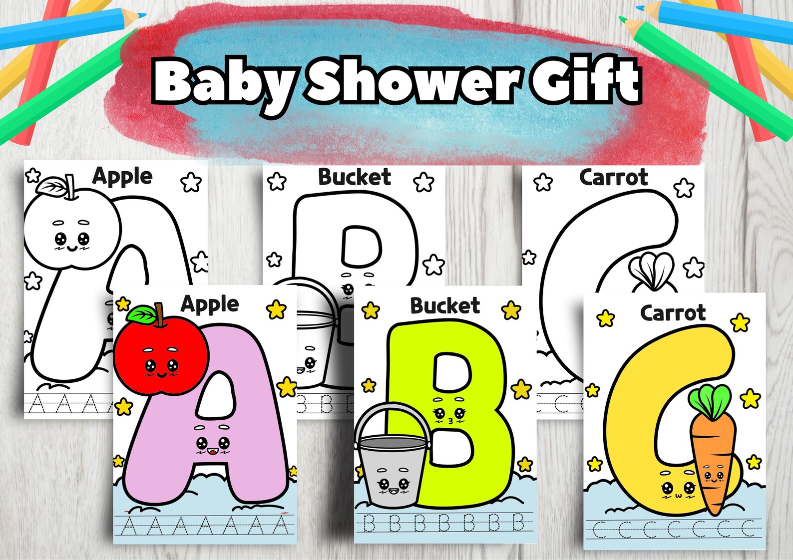 ABC Coloring Pages for Kids Cute Kawaii ABC Printable PDF Preschool ...