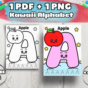 ABC Coloring Pages for Kids - Cute Kawaii ABC Printable PDF - Preschool ...