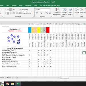 Excel VBA Employee Attendance App - Etsy