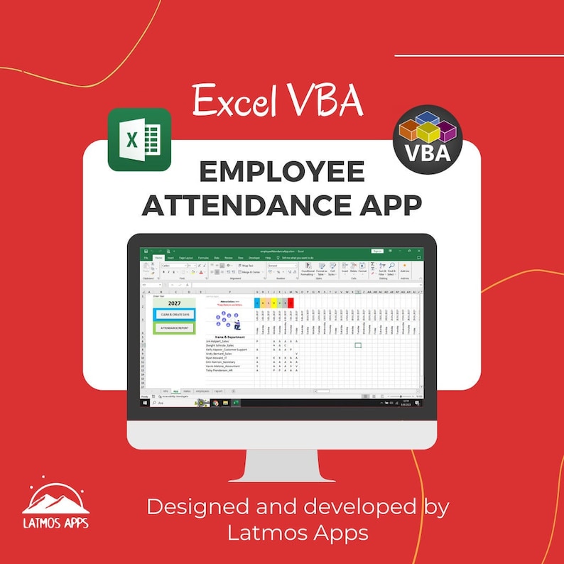 Excel VBA Employee Attendance App - Etsy
