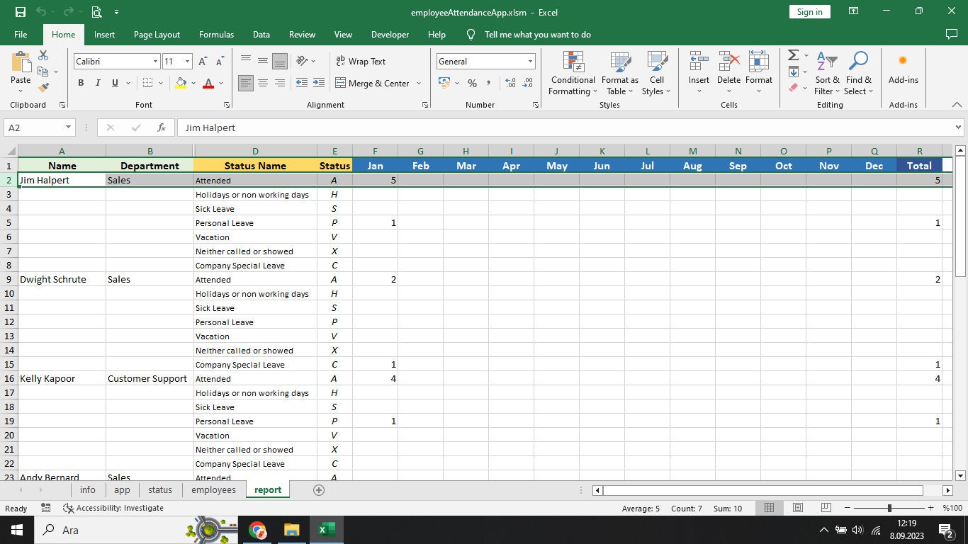 Excel VBA Employee Attendance App - Etsy