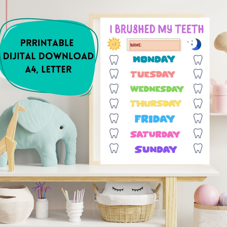 Kids Brushed Teeth Routine Chart, Brush Your Teeth, Brush Teeth Chart ...