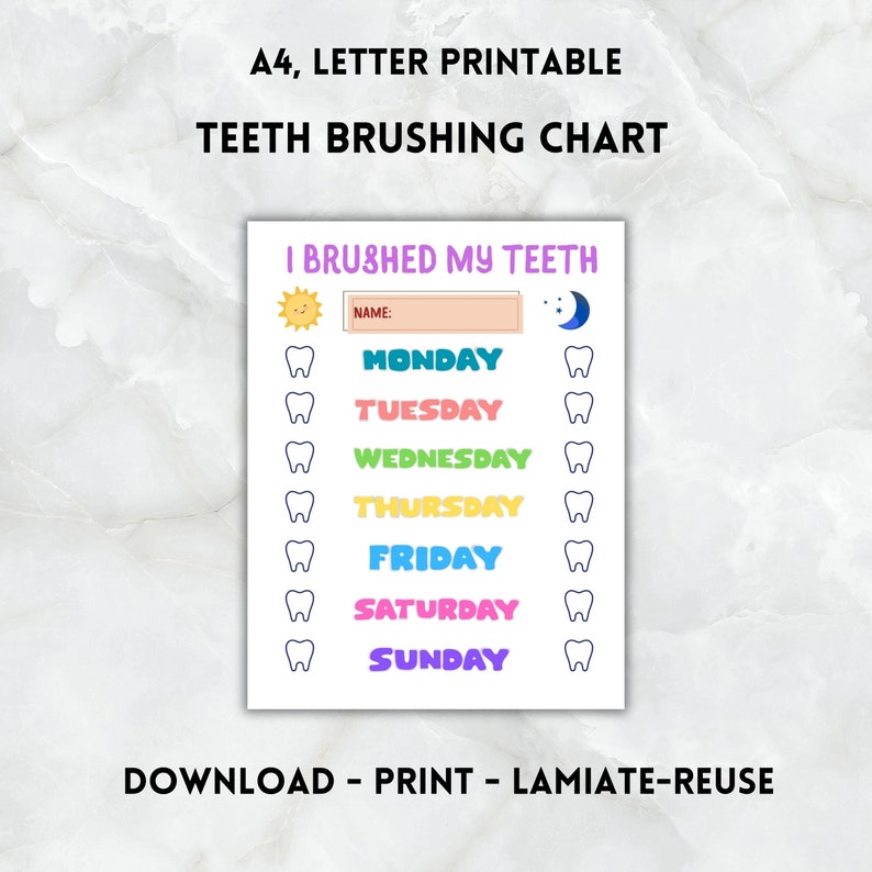 Kids Brushed Teeth Routine Chart, Brush Your Teeth, Brush Teeth Chart ...