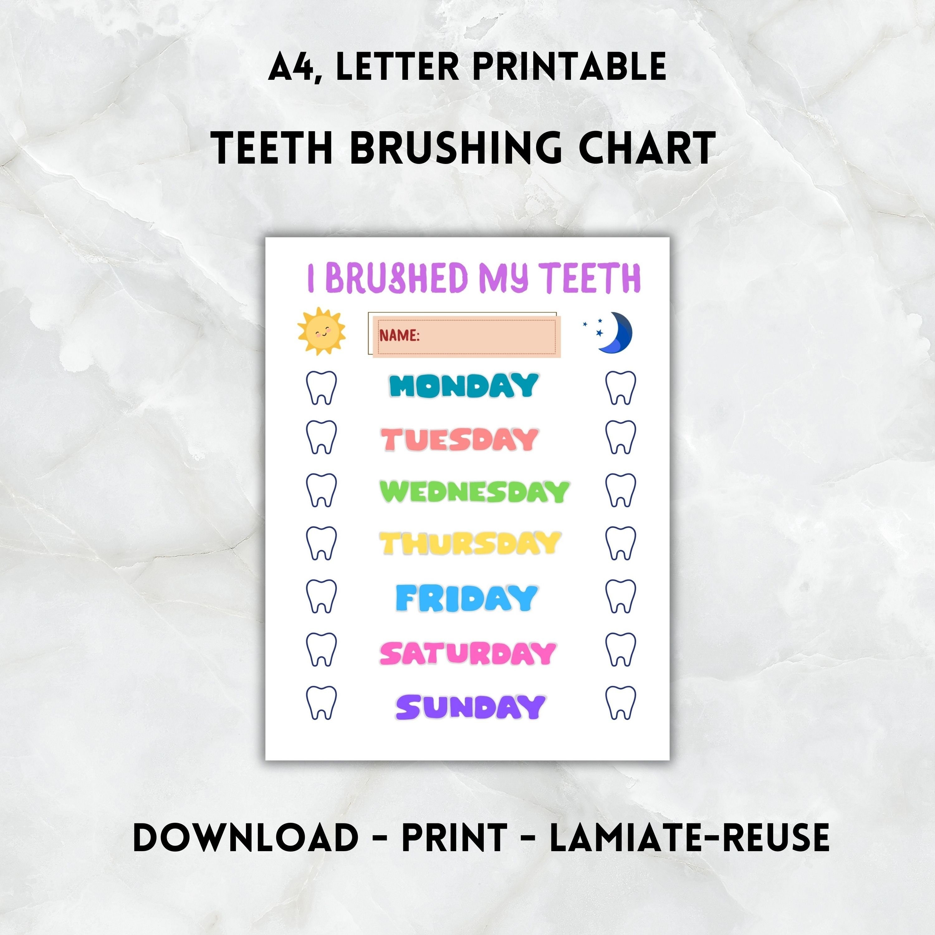 Kids Brushed Teeth Routine Chart, Brush Your Teeth, Brush Teeth Chart ...