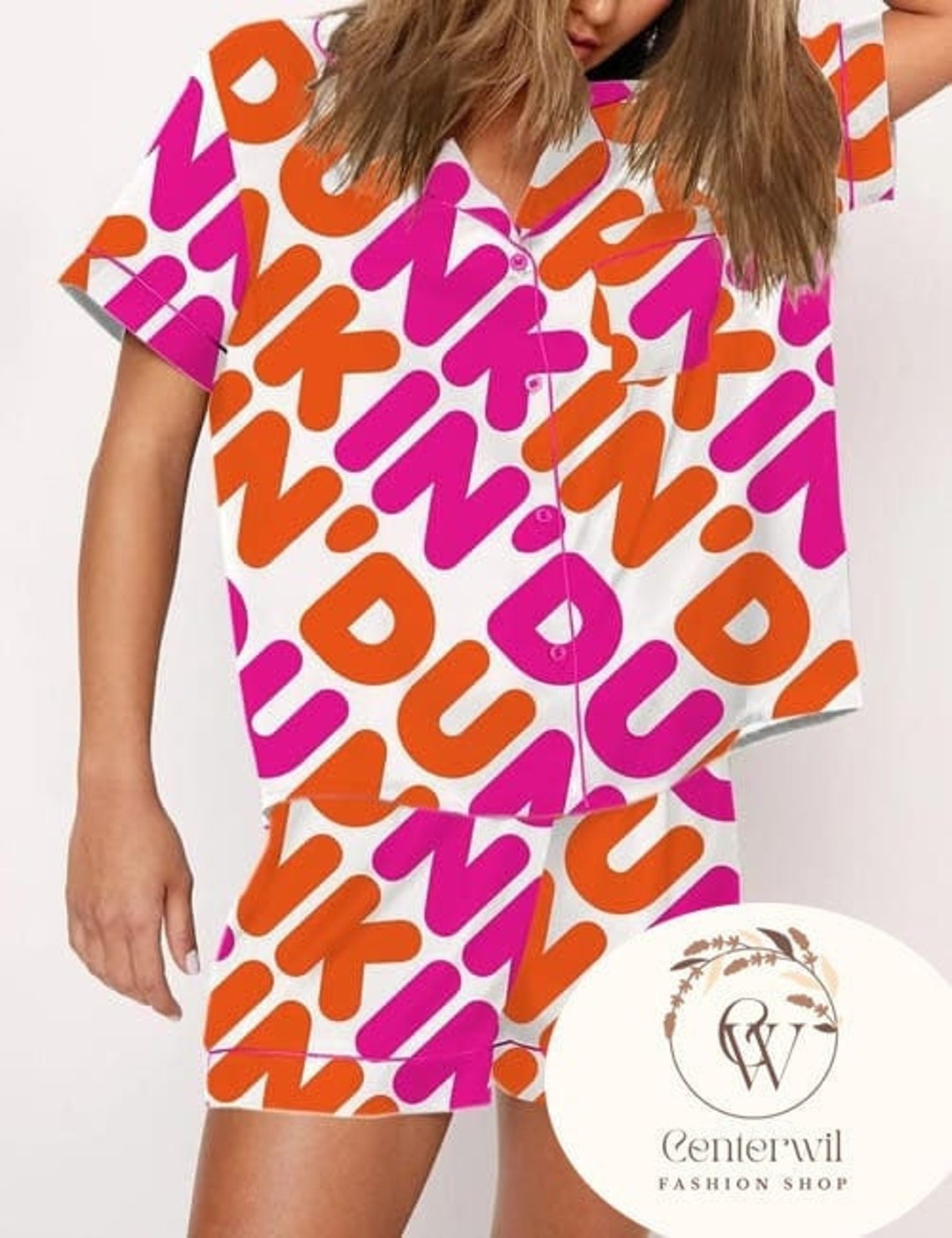 Dunkin Pattern Pajama Set Dunkin Donuts Pajamas Dunkin - Etsy