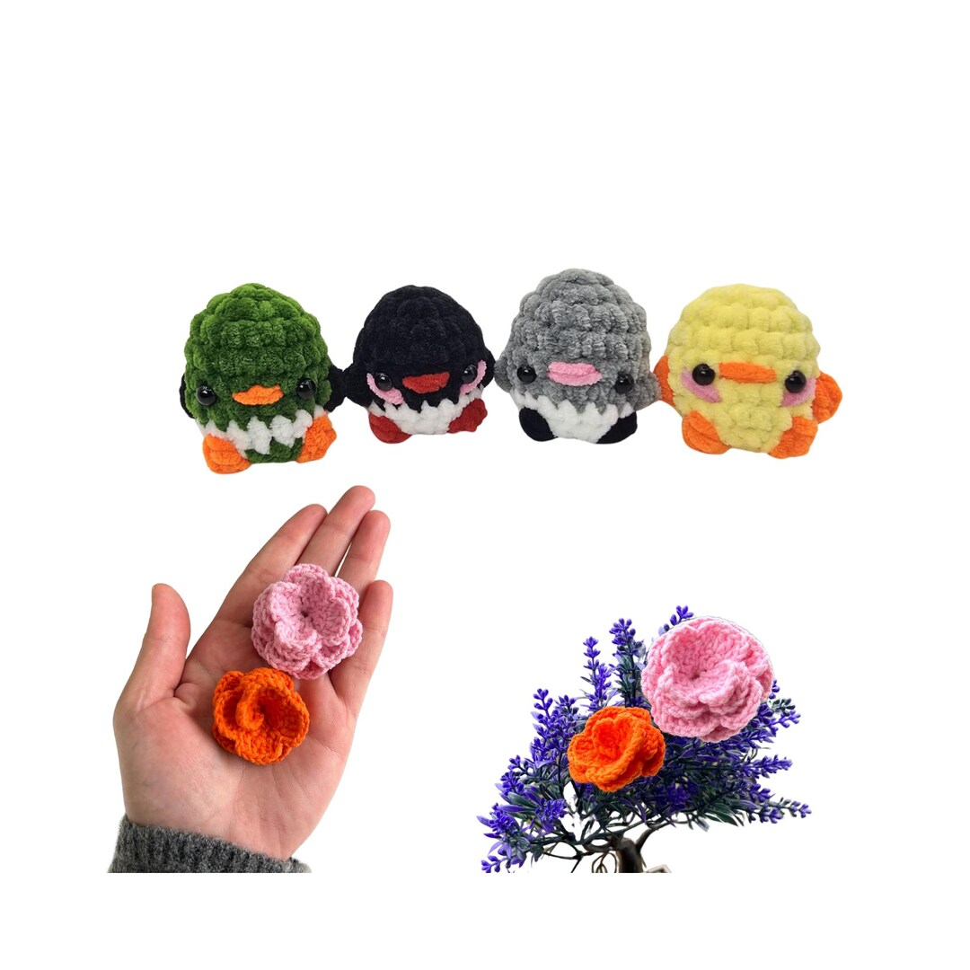 Flower Rose and Itty Bitty Birds Pattern Crochet Flower Rose Pattern ...