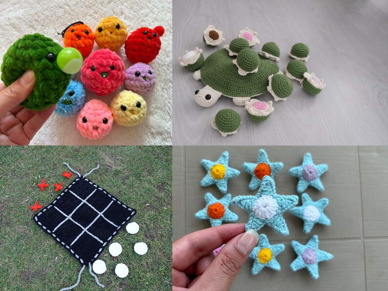 BIG BUNDLE 4 Pattern Crochet Turtle Memory Game Crochet Star Memory ...