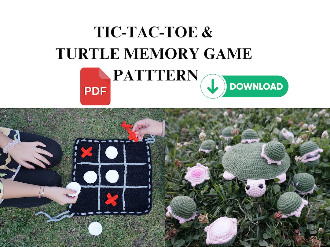 Crochet Turtle & Tic-tac-toe Memory Game Pattern Turtle Crochet Pattern ...