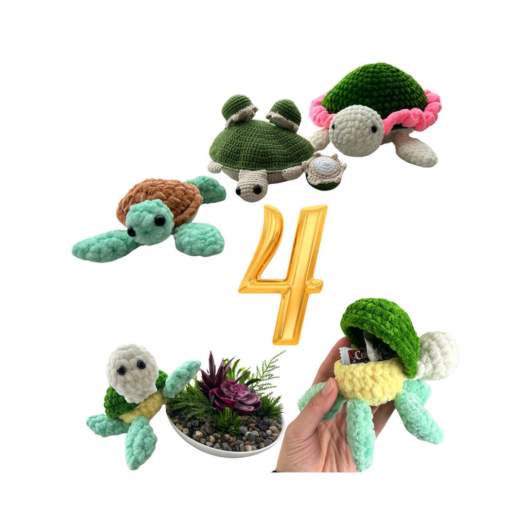 4 Crochet TURTLE Pattern Crochet Turtle Memory Game Baby Turtle Big ...