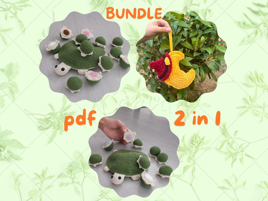 Crochet Turtle Memory Game and Moon Pattern Turtle Crochet Pattern ...