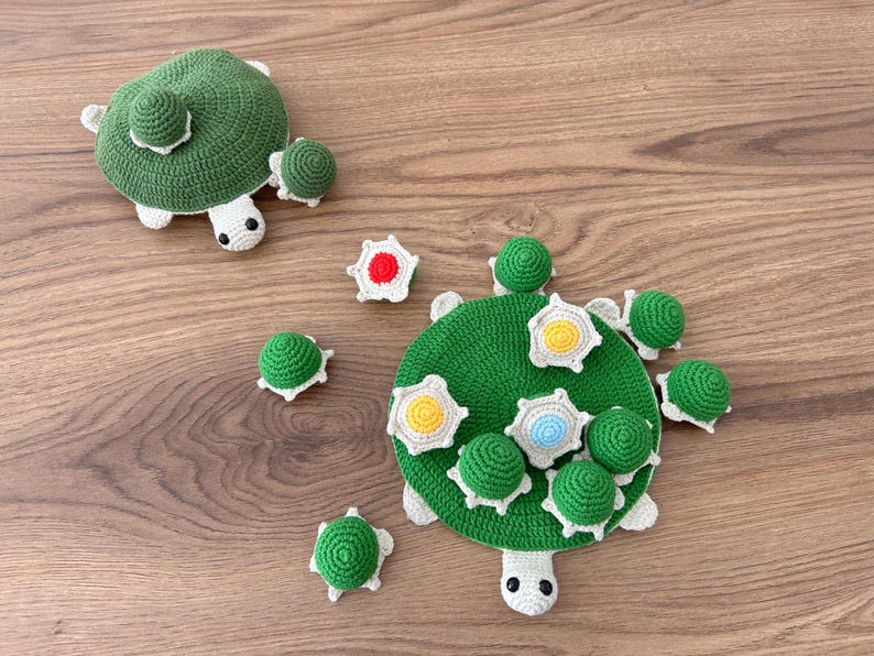 2 Crochet Turtle Pattern: Big Turtle and Matching Game (PDF) - Etsy