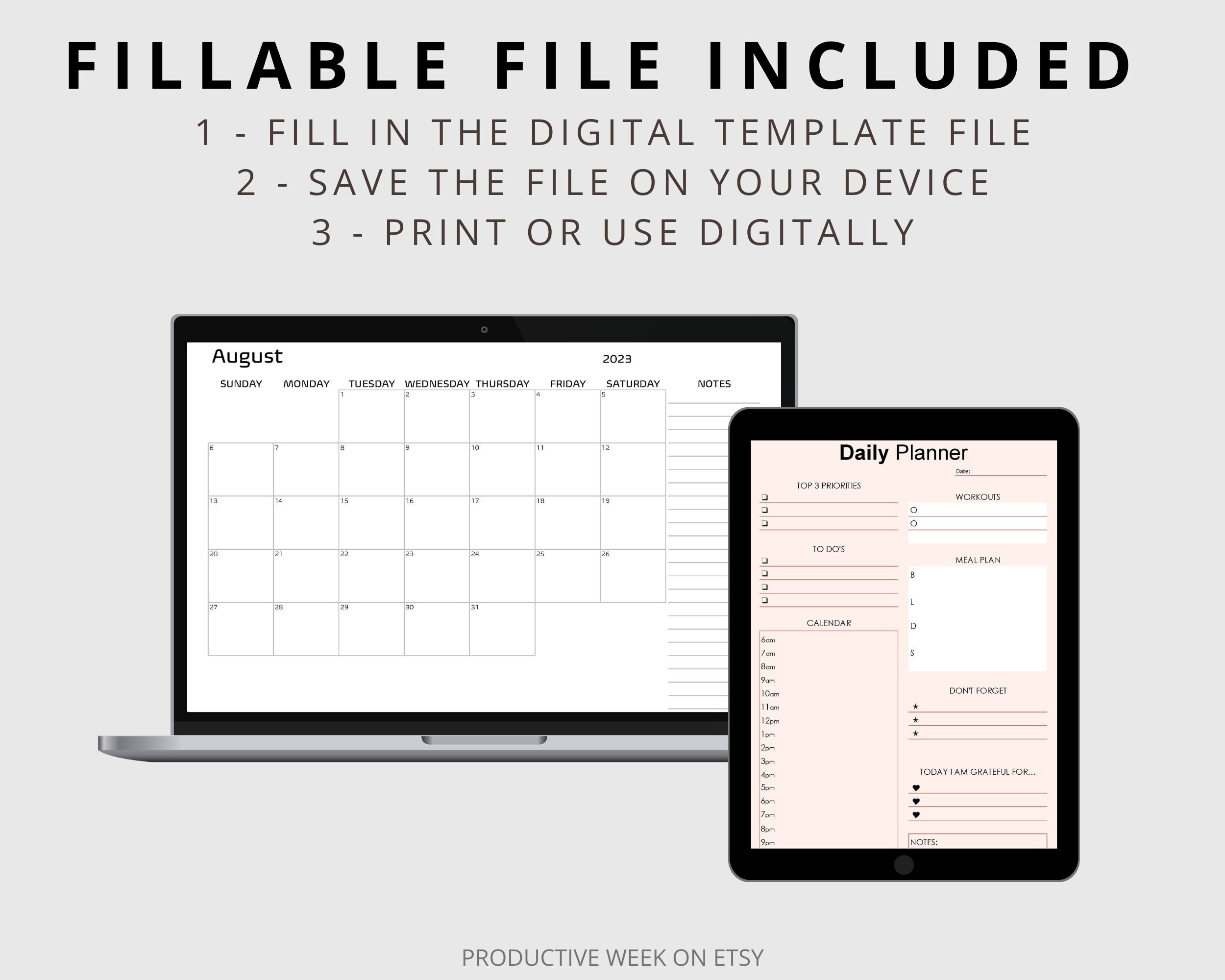 Weekly Planner Printable Week Schedule Reusable Tracker - Etsy