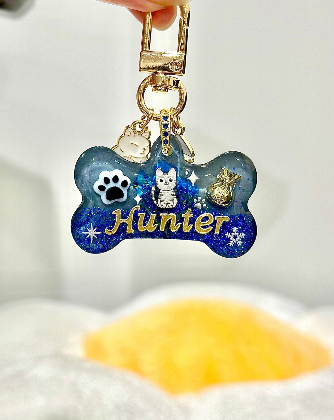 Personalized Resin Pet Tag | Handmade Floral Dog Cat ID - Etsy