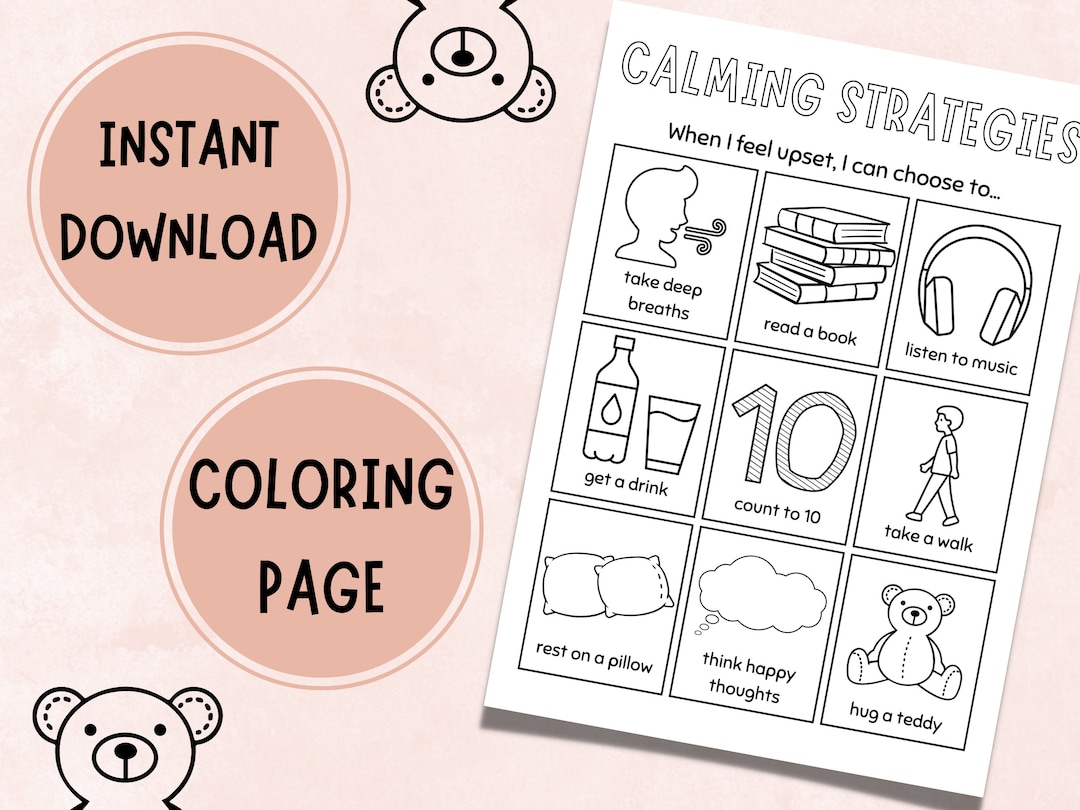 Calming Strategies Coloring Page for Children Printable - Etsy