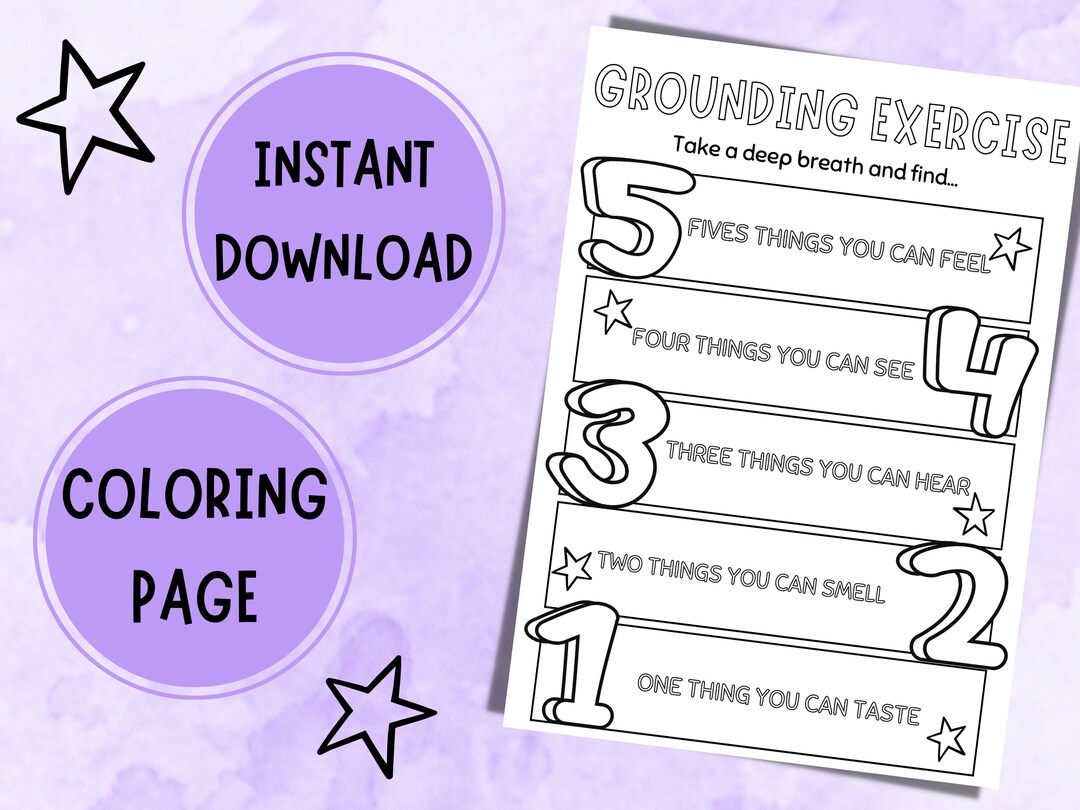 Grounding Exercise Coloring Sheet for Children Printable - Etsy