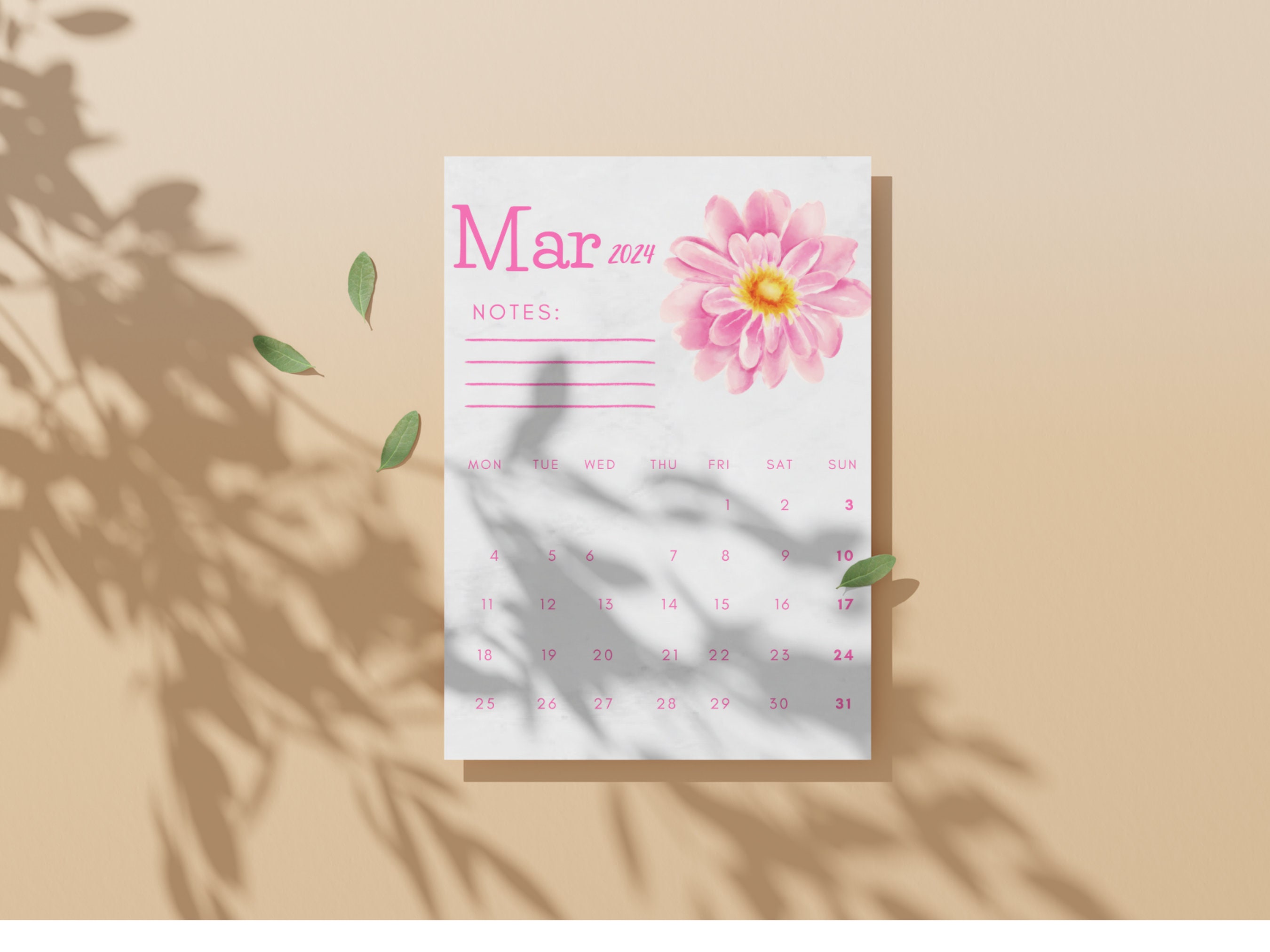 2024 Calendar Printable Monthly Planner 2024 Calendar 2024 Pink A4 ...