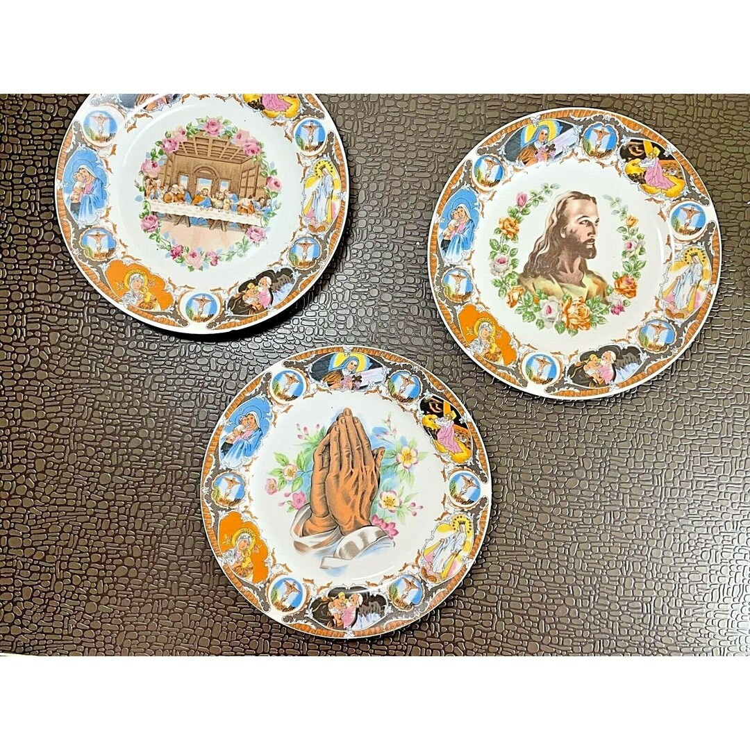 Vintage Set of 3 Jesus Catholic Christian Collectible Plates, Beautiful ...